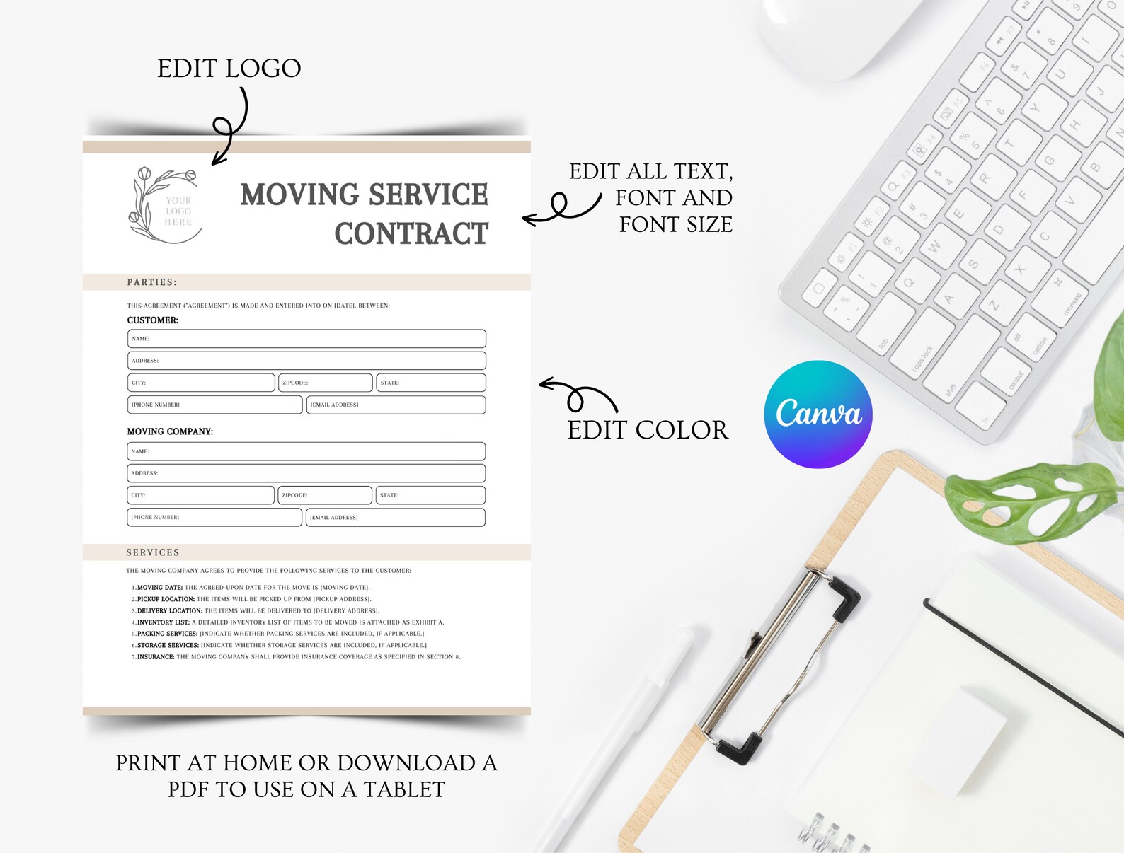Moving Contracts Template, Moving Services Contract, Moving Company ...