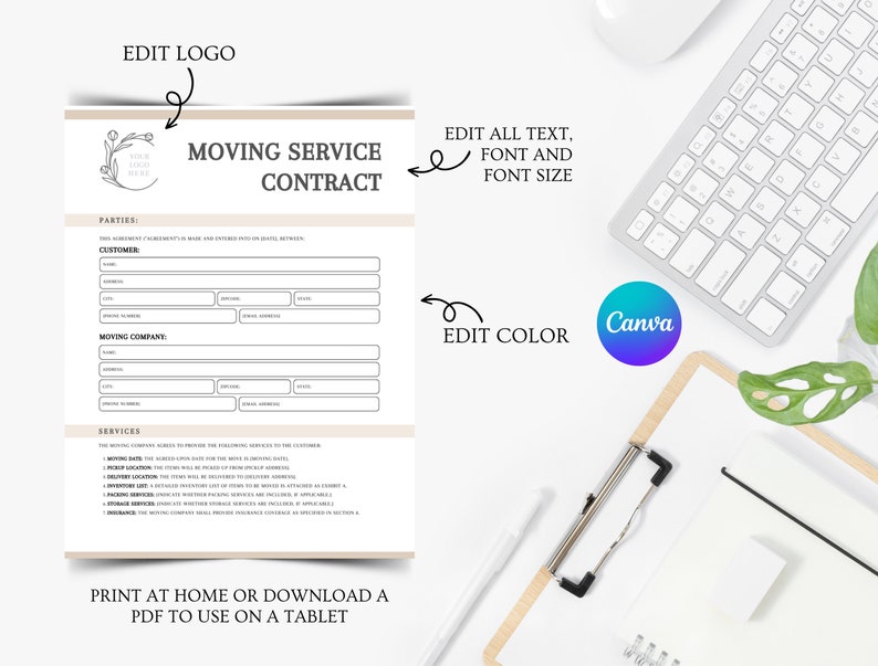 Moving Contracts Template, Moving Services Contract, Moving Company ...