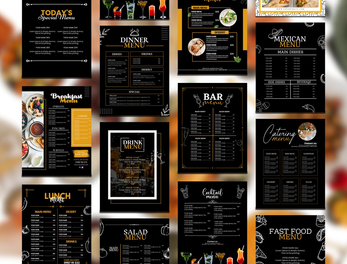 Food Menu Bundle Template, Food Menu Bundle, Food Menu Templates, Food ...