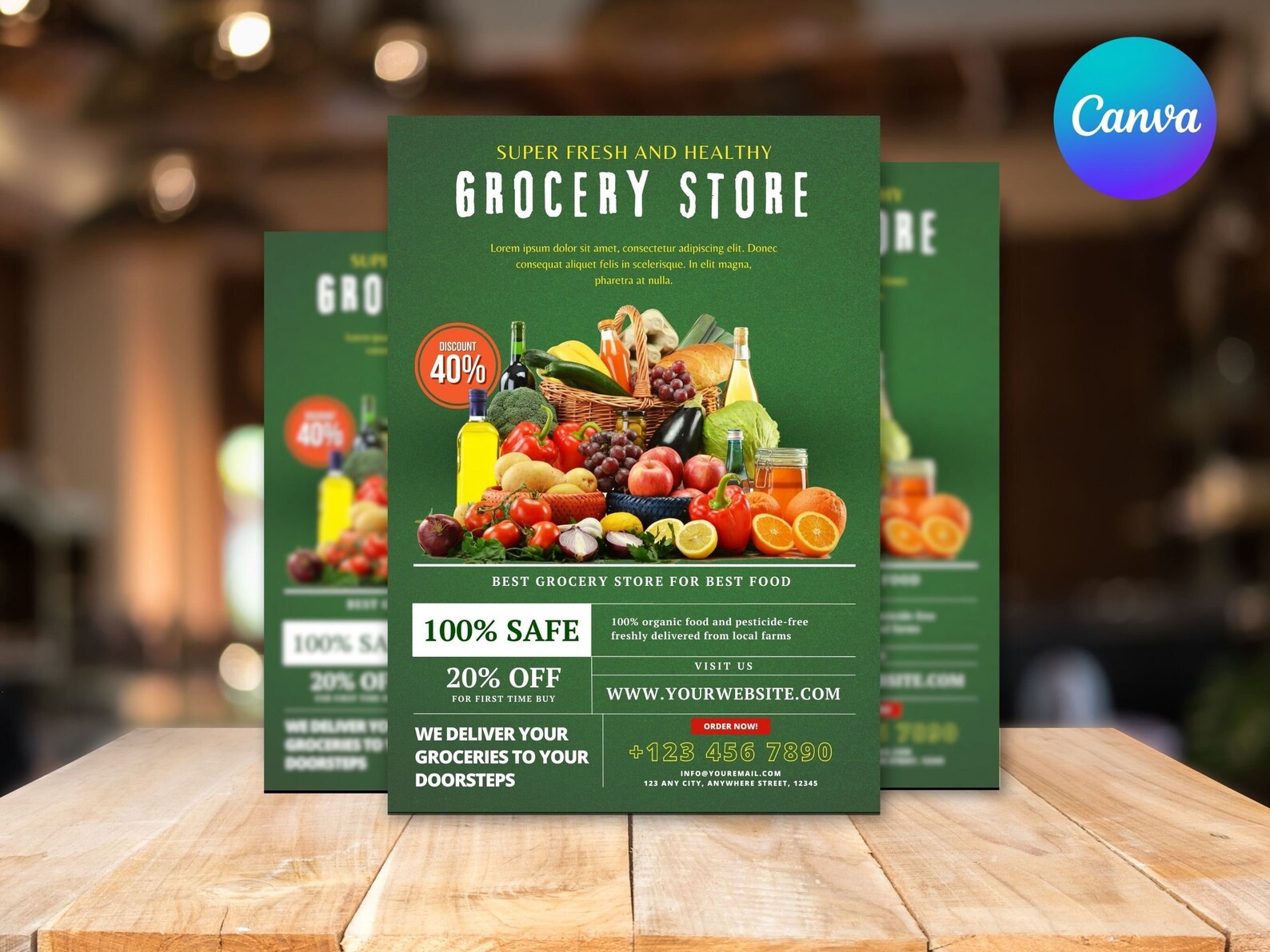 Grocery Store Flyer, DIY Canva Grocery Store Flyer Template, Editable ...