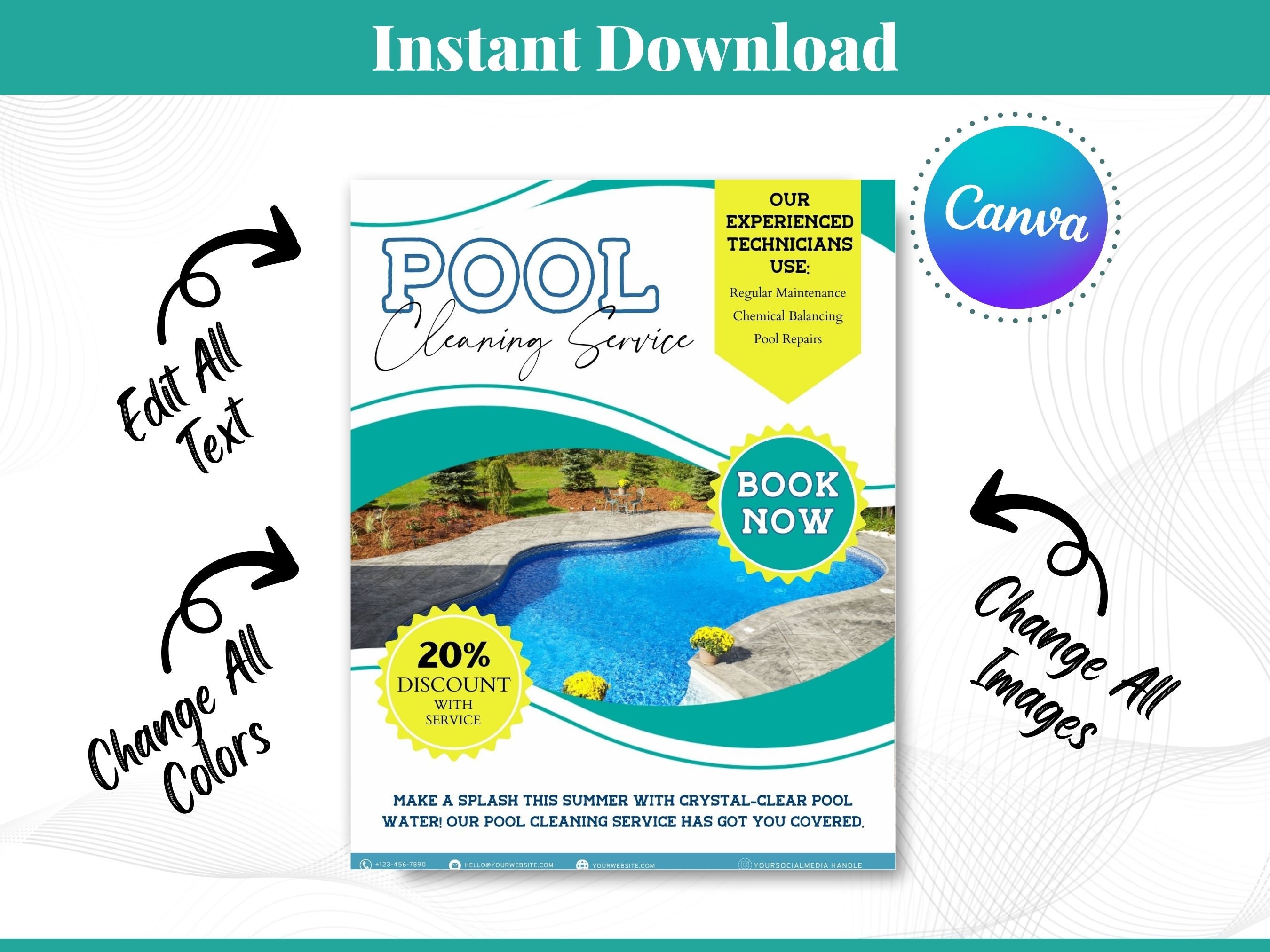 Pool Cleaning Service Flyer, Diy Flyer Template Design, Swimming Pool ...