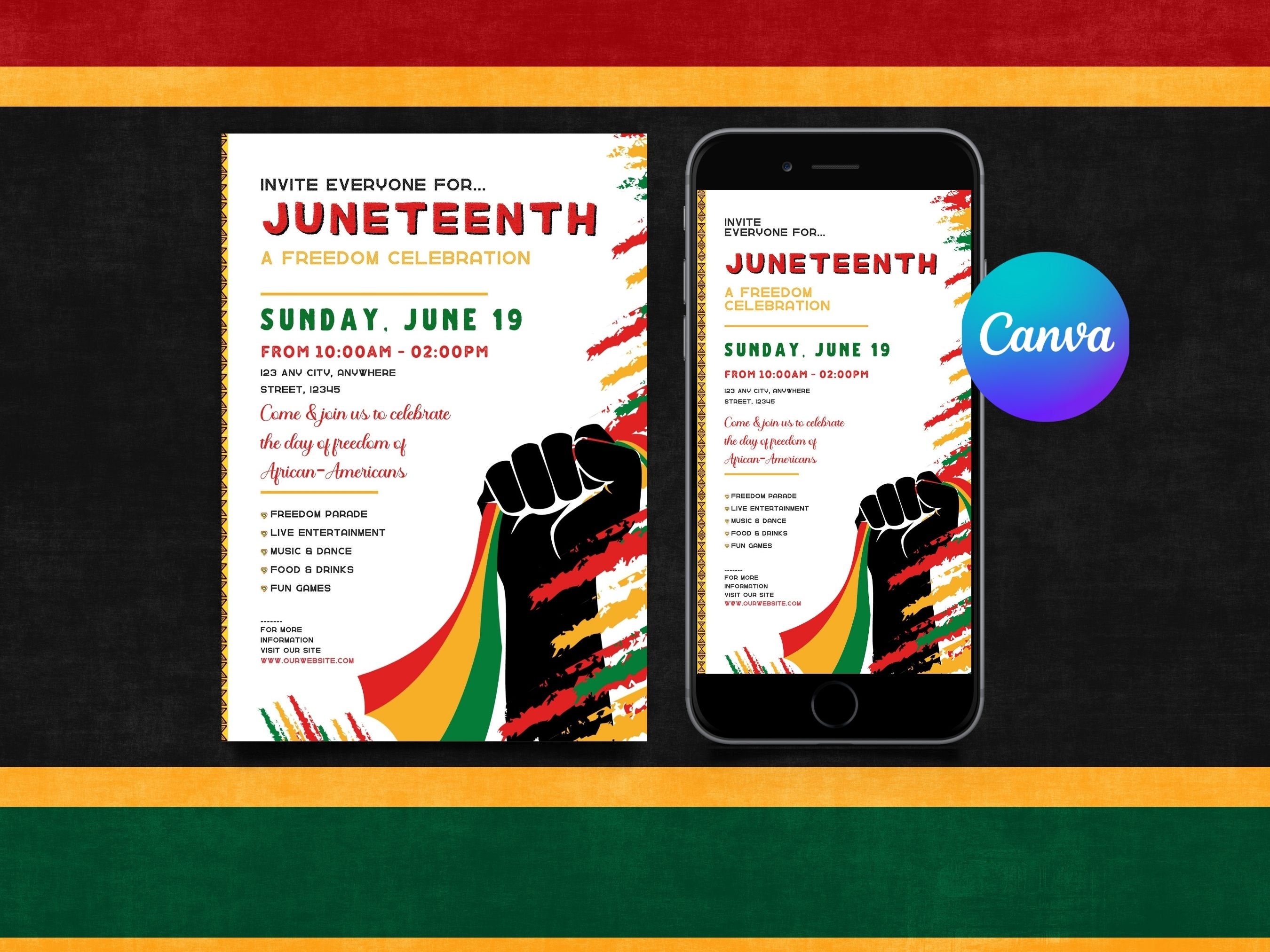 Printable Juneteenth Celebration Invitation, Black Freedom Juneteenth ...