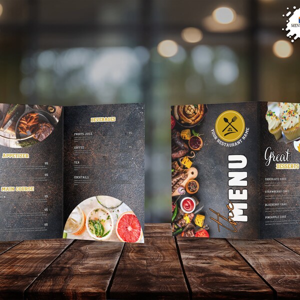 Bi Fold Menu Template - Etsy