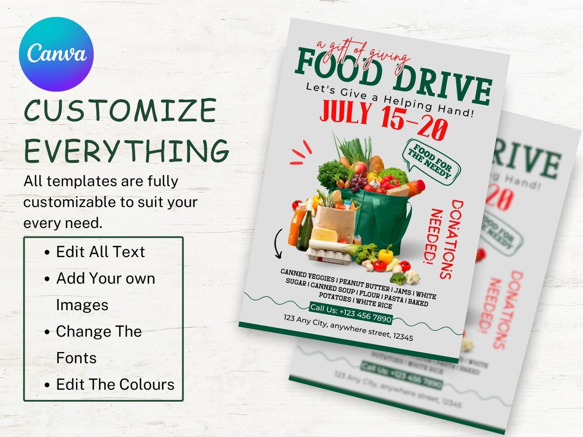 Food Drive Flyer Template, Food Flyer Template, Nonprofit Charity ...