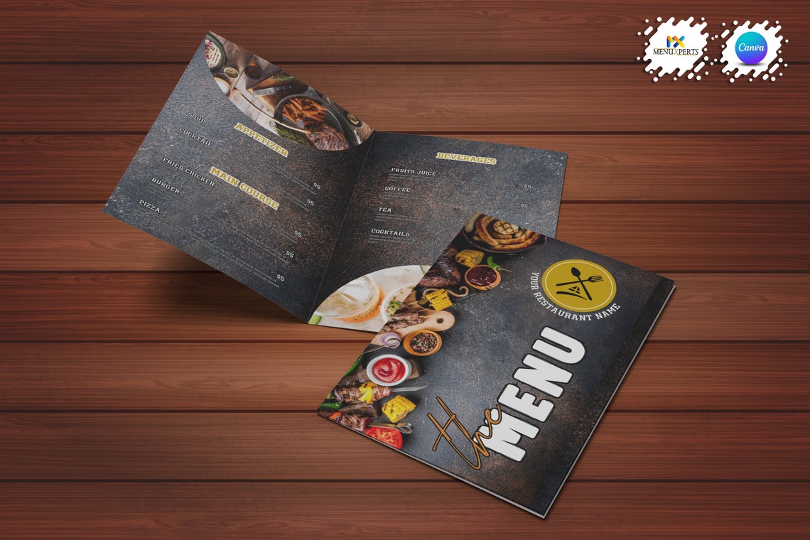 Restaurant Menu Template, Bi Fold Restaurant Canva Template, Bi Fold ...