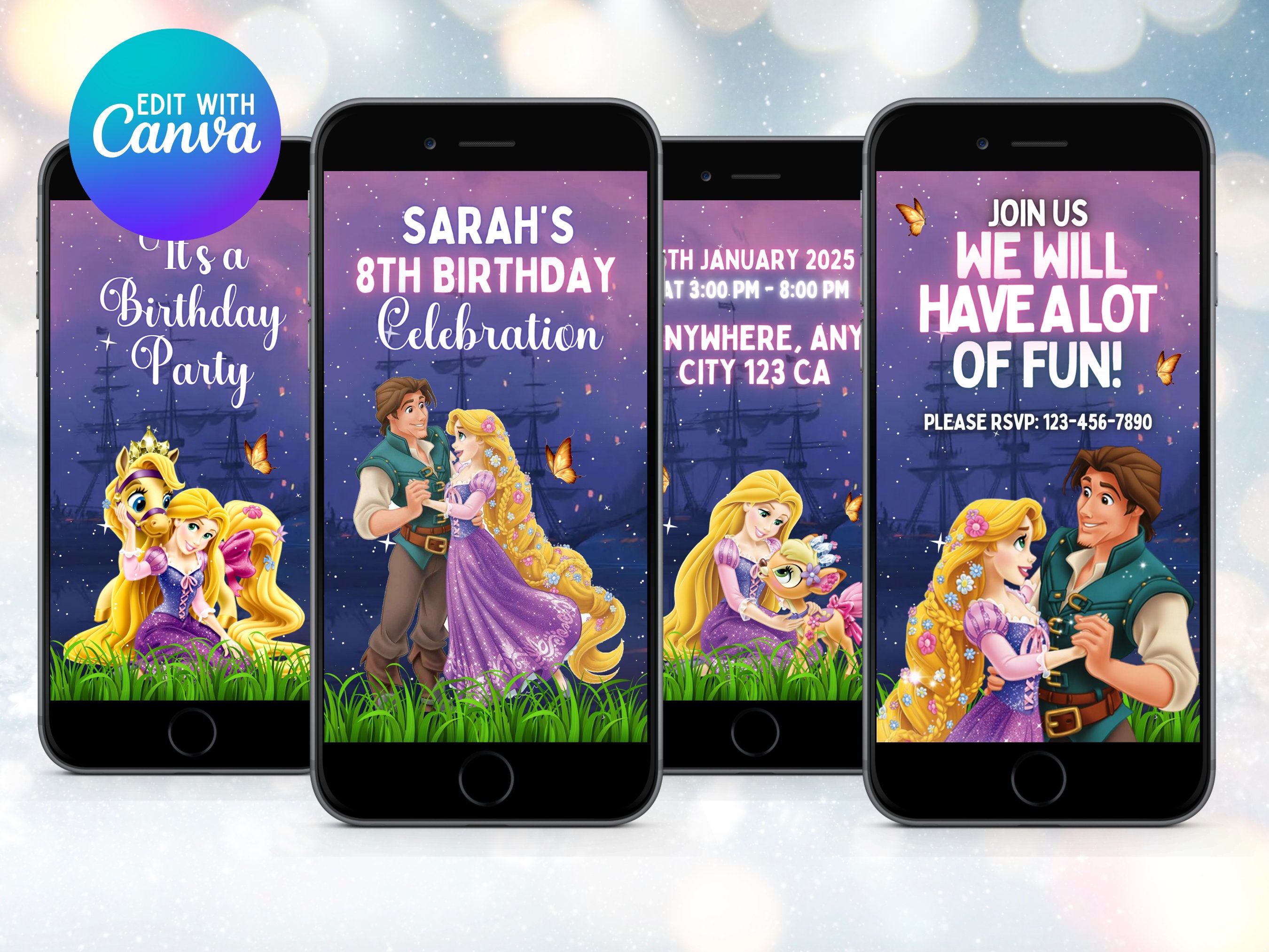 Tangled Animated Invitation, Tangled Invite, Tangled Party Invite ...