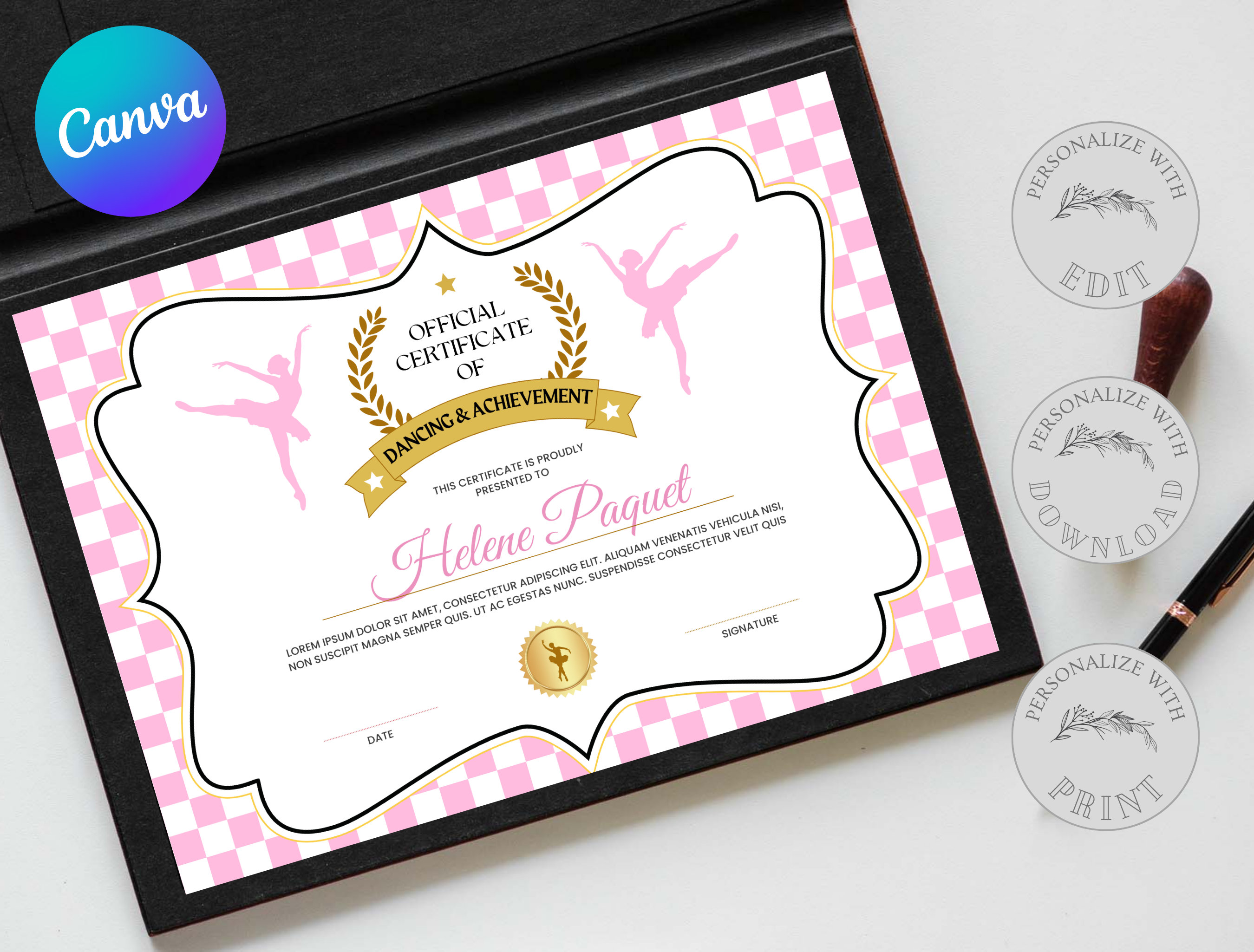 Editable Dancer Certificate Instant Download, Dancing Award, Dancer ...