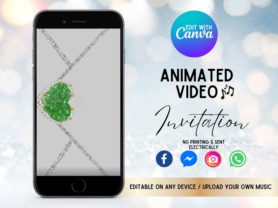 Electronic Birthday Invitation, Any Age, Digital Envelope With Green ...