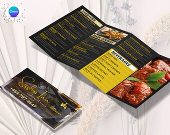 Restaurant Menu Template, Tri-fold Canva Menu Template, Tri-fold ...