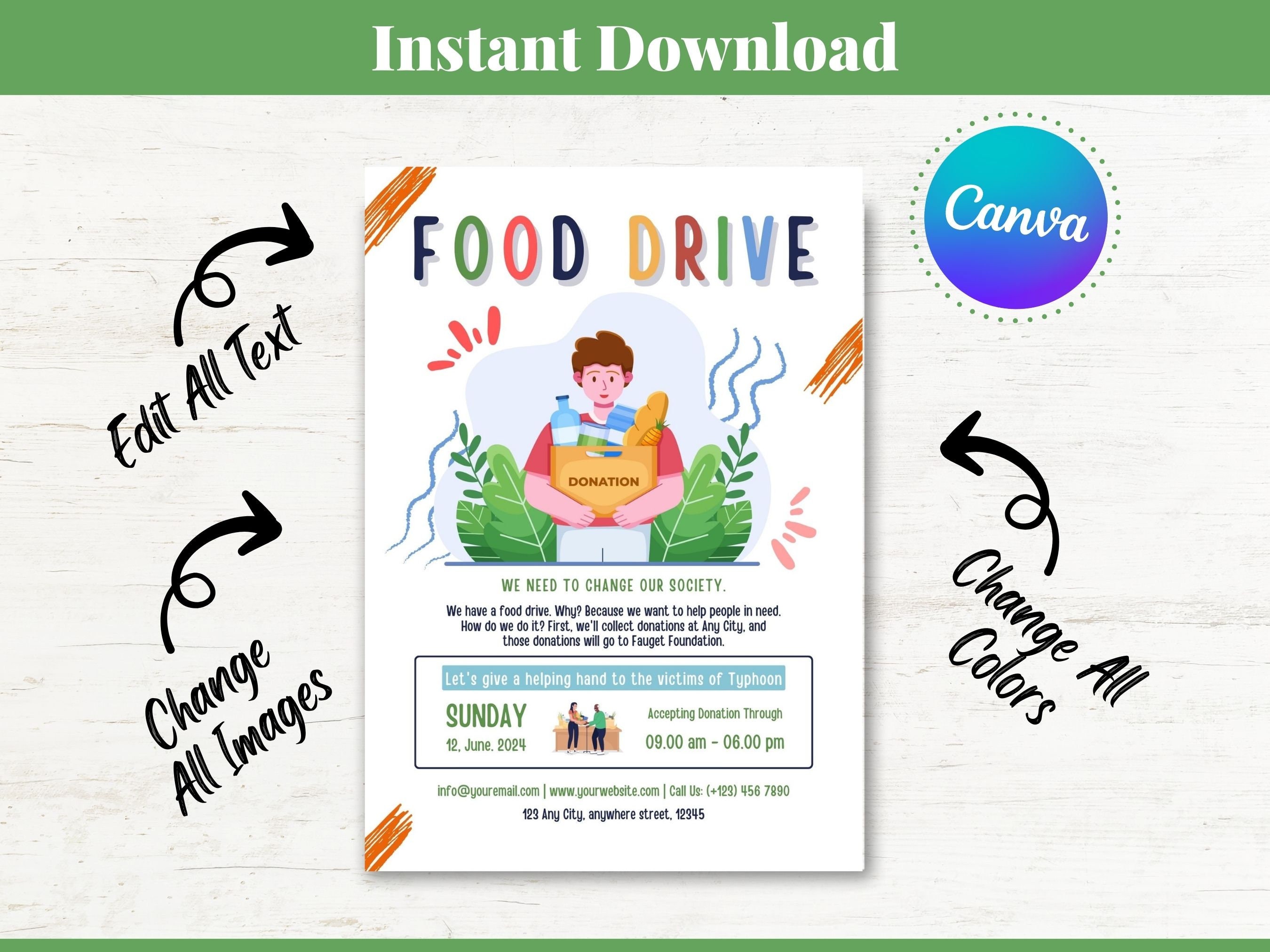 Editable Food Drive Flyer Template Food Flyer Template - Etsy