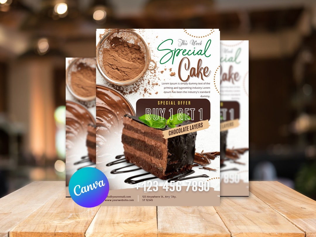Cake Flyer Template Food Flyer Template for Canva Price List Template ...