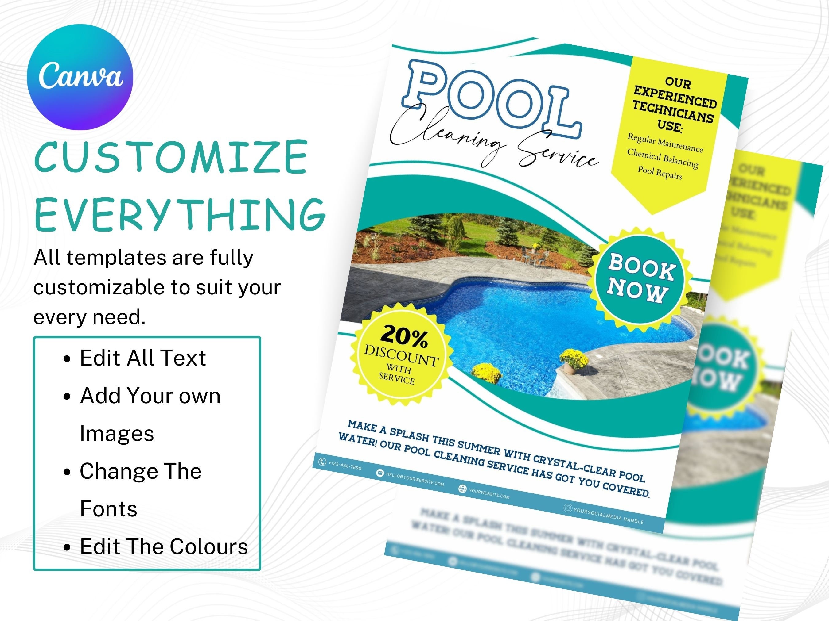Pool Cleaning Service Flyer, Diy Flyer Template Design, Swimming Pool ...