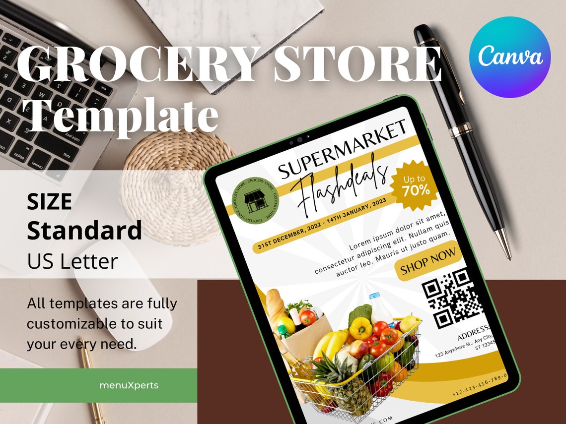 Grocery Store Flyer, Supermarket Flyer, Diy Canva Grocery Store Flyer ...