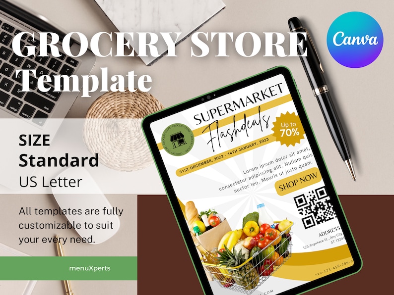 Grocery Store Flyer, Supermarket Flyer, Diy Canva Grocery Store Flyer ...