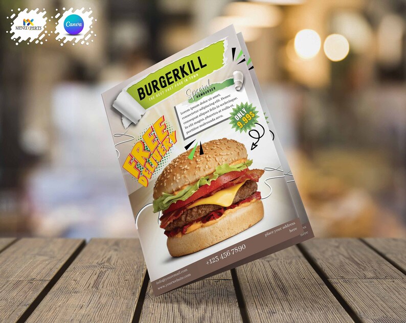 Fast Food Flyer Template, Food Menu Flyer Template for Canva ...