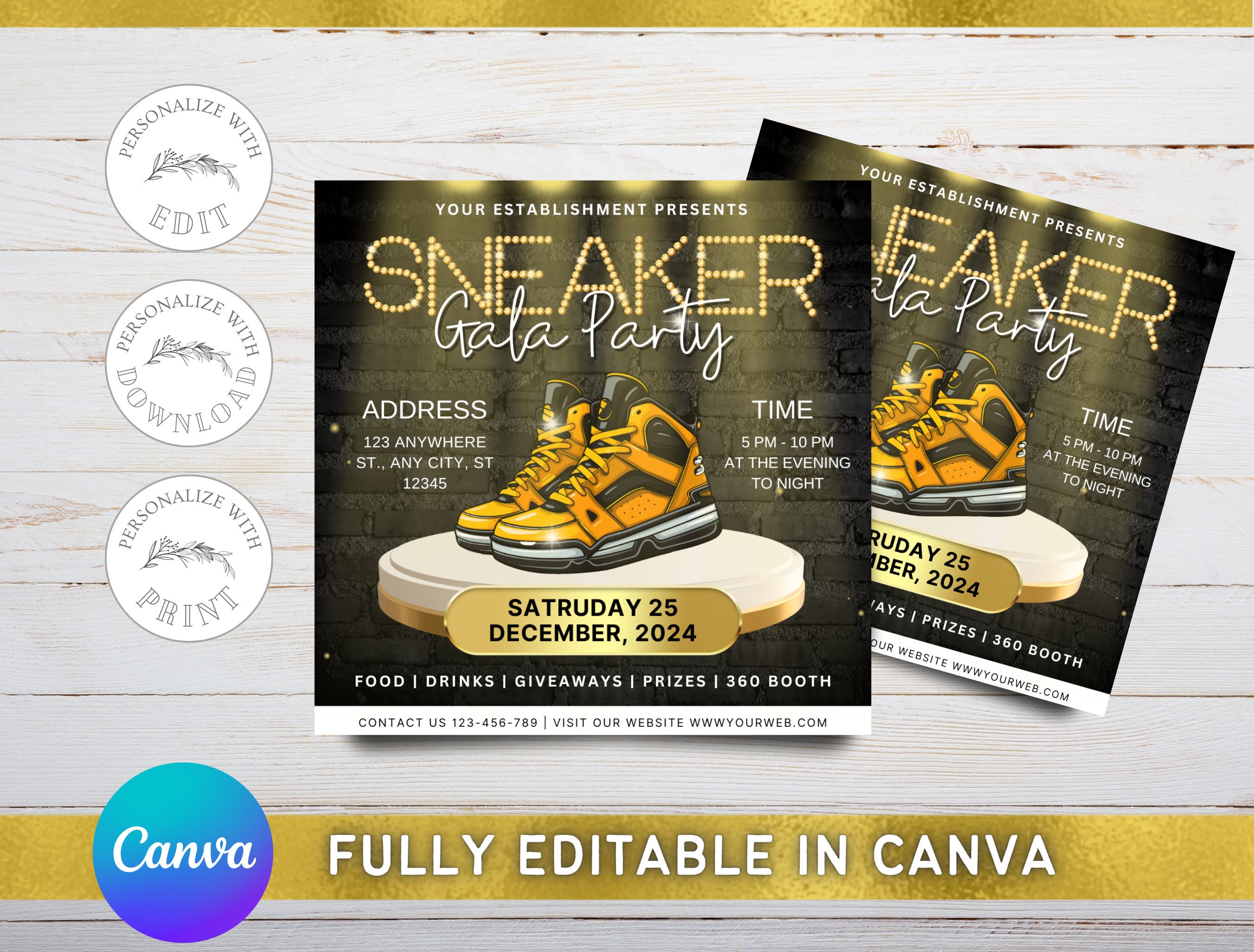 Sneaker Ball Gala Party Flyer, Sneaker Gala Invitation Flyer, Sneaker ...