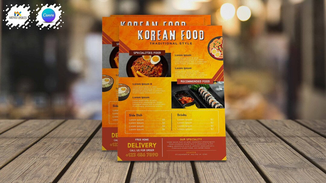 Korean Food Flyer Template Restaurant Menu Template Food Menu Flyer ...