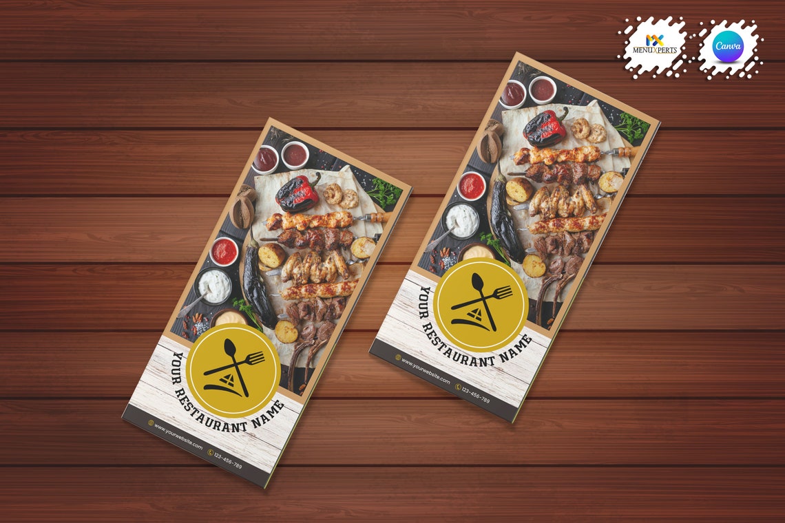 Restaurant Menu Template Tri-fold Canva Menu Template - Etsy