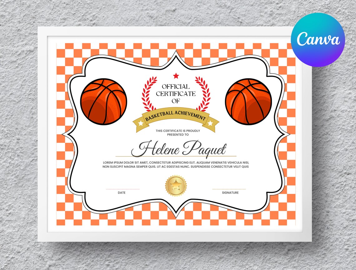 Editable Basketball Certificate Template, Sports Award Certificates ...