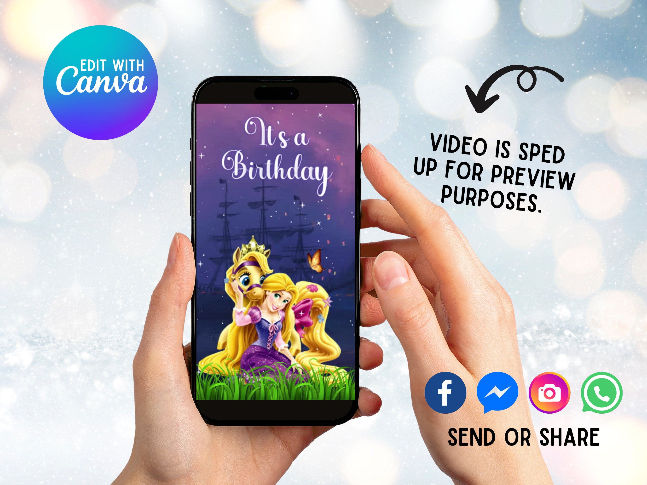 Tangled Animated Invitation, Tangled Invite, Tangled Party Invite ...