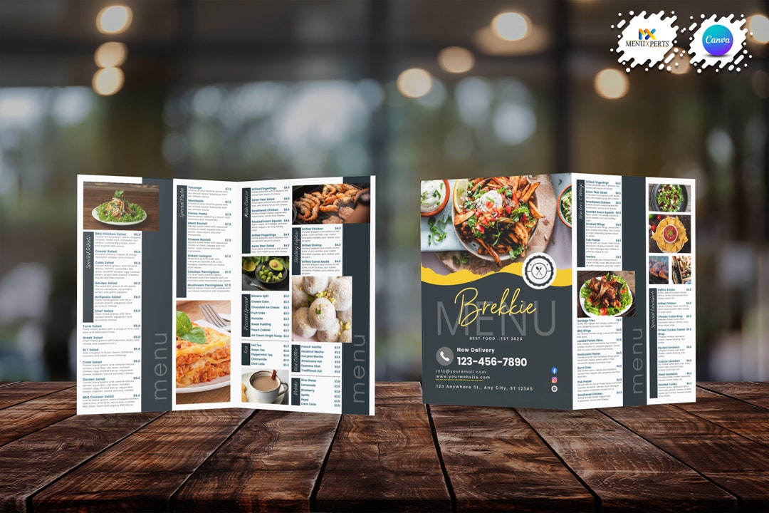 Restaurant Menu Template Bi Fold Canva Menu Template Bi Fold - Etsy