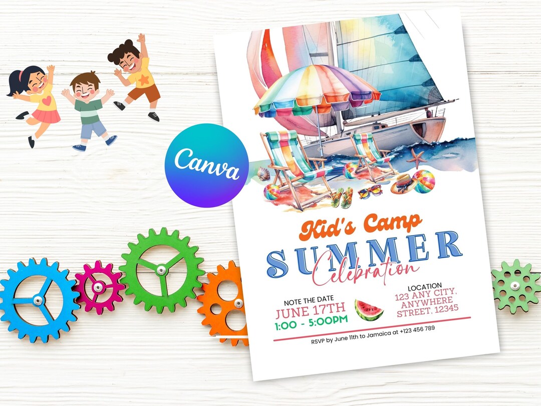 Kids Summer Camp Flyer, DIY Canva Kids Summer Camp Flyer Template ...