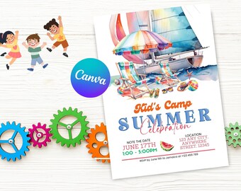 Kids Summer Camp Flyer, DIY Canva Kids Summer Camp Flyer 2022, Editable ...