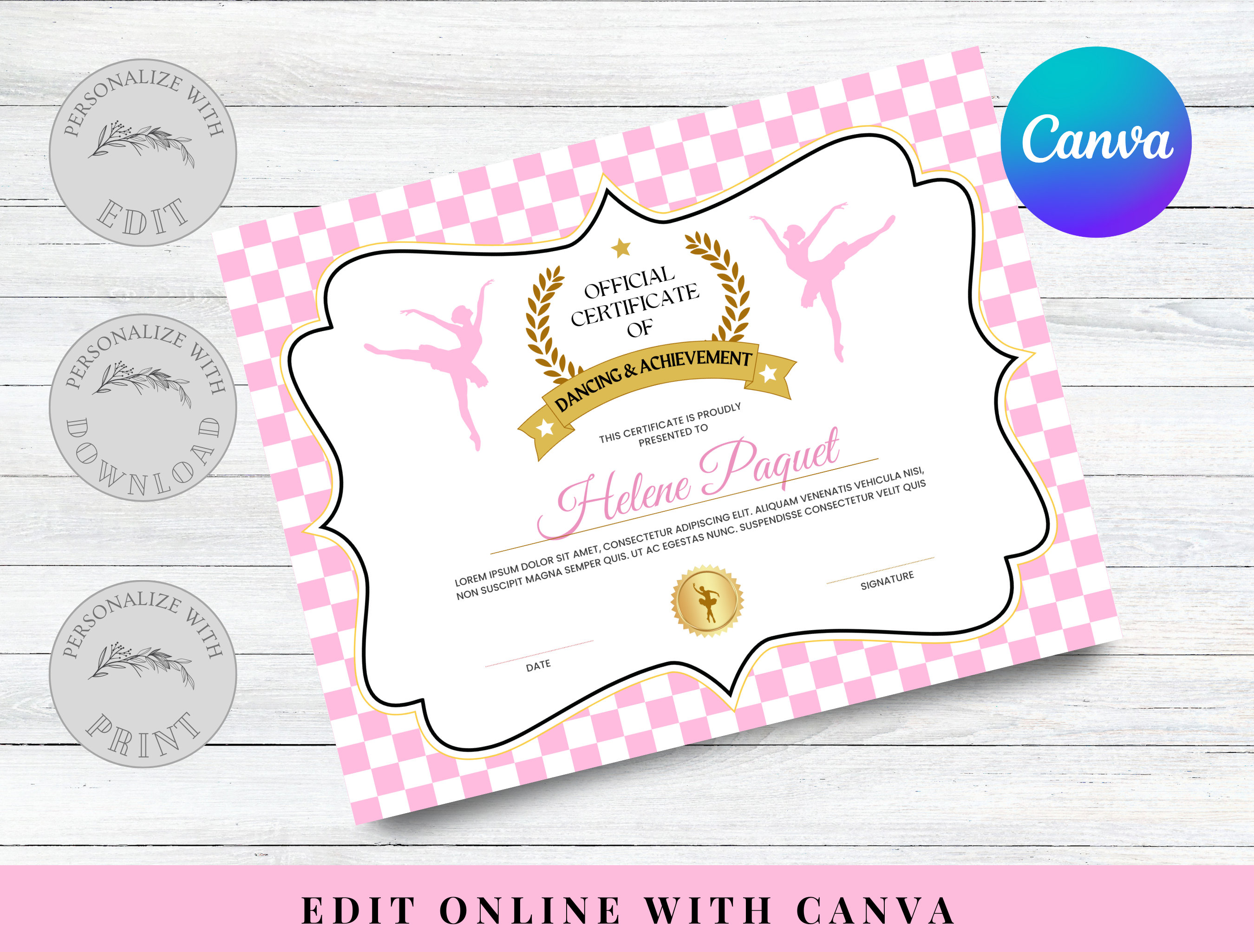 Editable Dancer Certificate Instant Download, Dancing Award, Dancer ...
