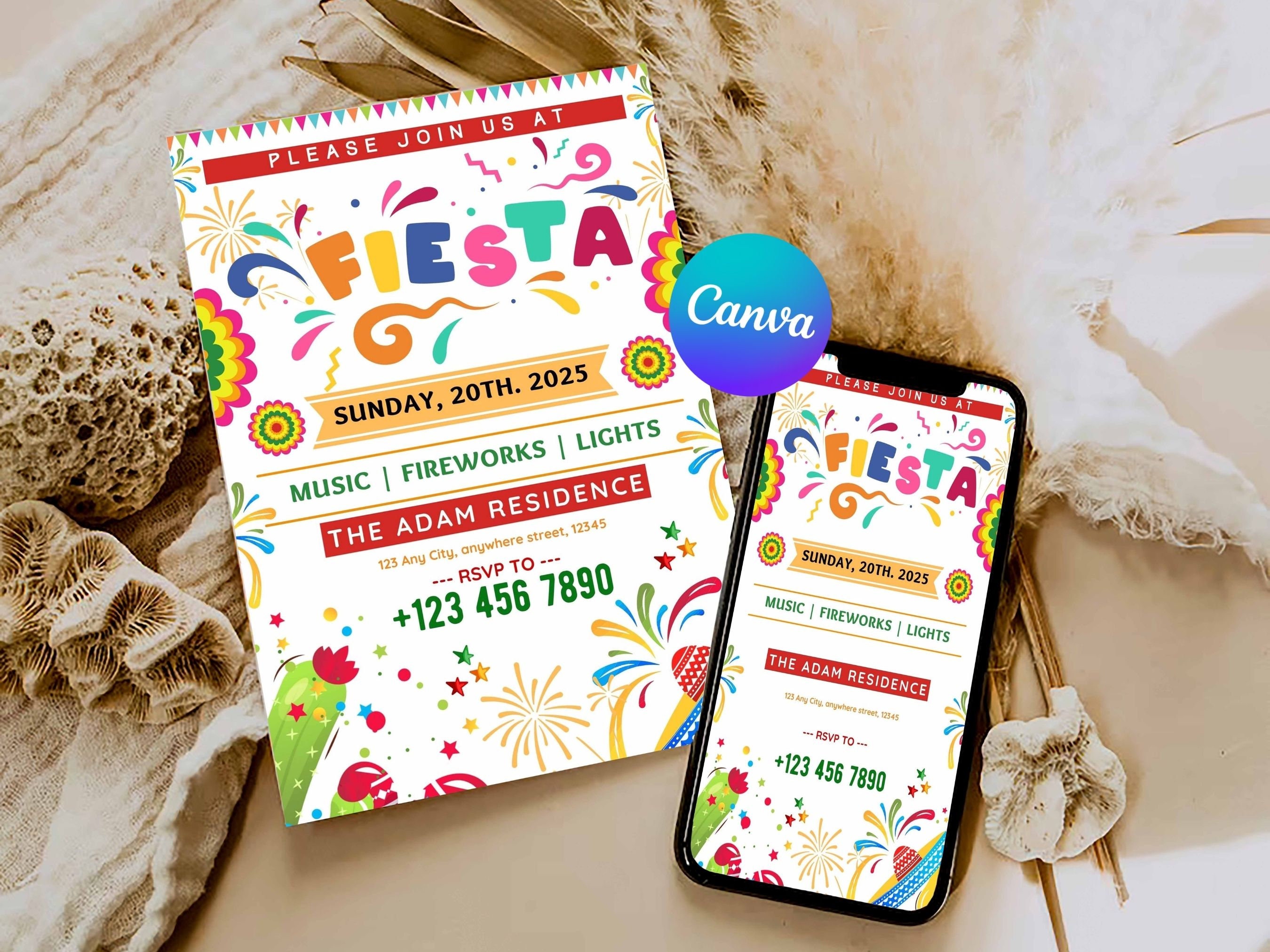 Editable Fiesta Invitation, Fiesta Invitation, Printable Succulent ...