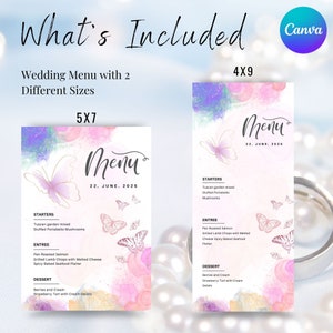 Butterfly Wedding Menu Template Wedding Planning Canva Menu Minimal ...
