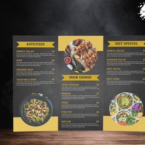 Restaurant Menu Template, Tri-fold Canva Menu Template, Tri-fold ...