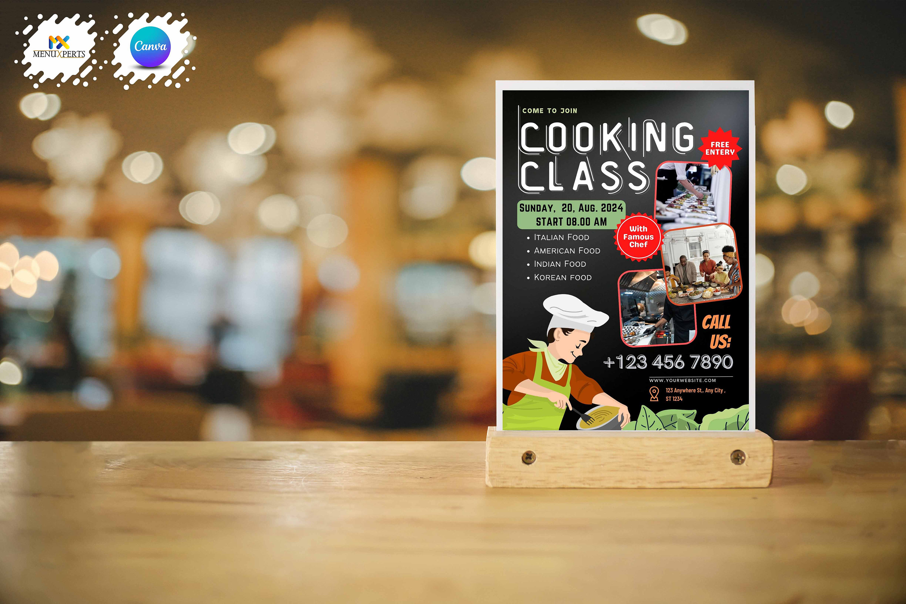 Cooking Class Food Flyer, DIY Canva Cooking Class Flyer Template ...
