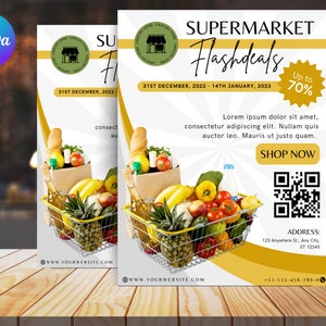 Grocery Store Flyer, Supermarket Flyer, Diy Canva Grocery Store Flyer ...