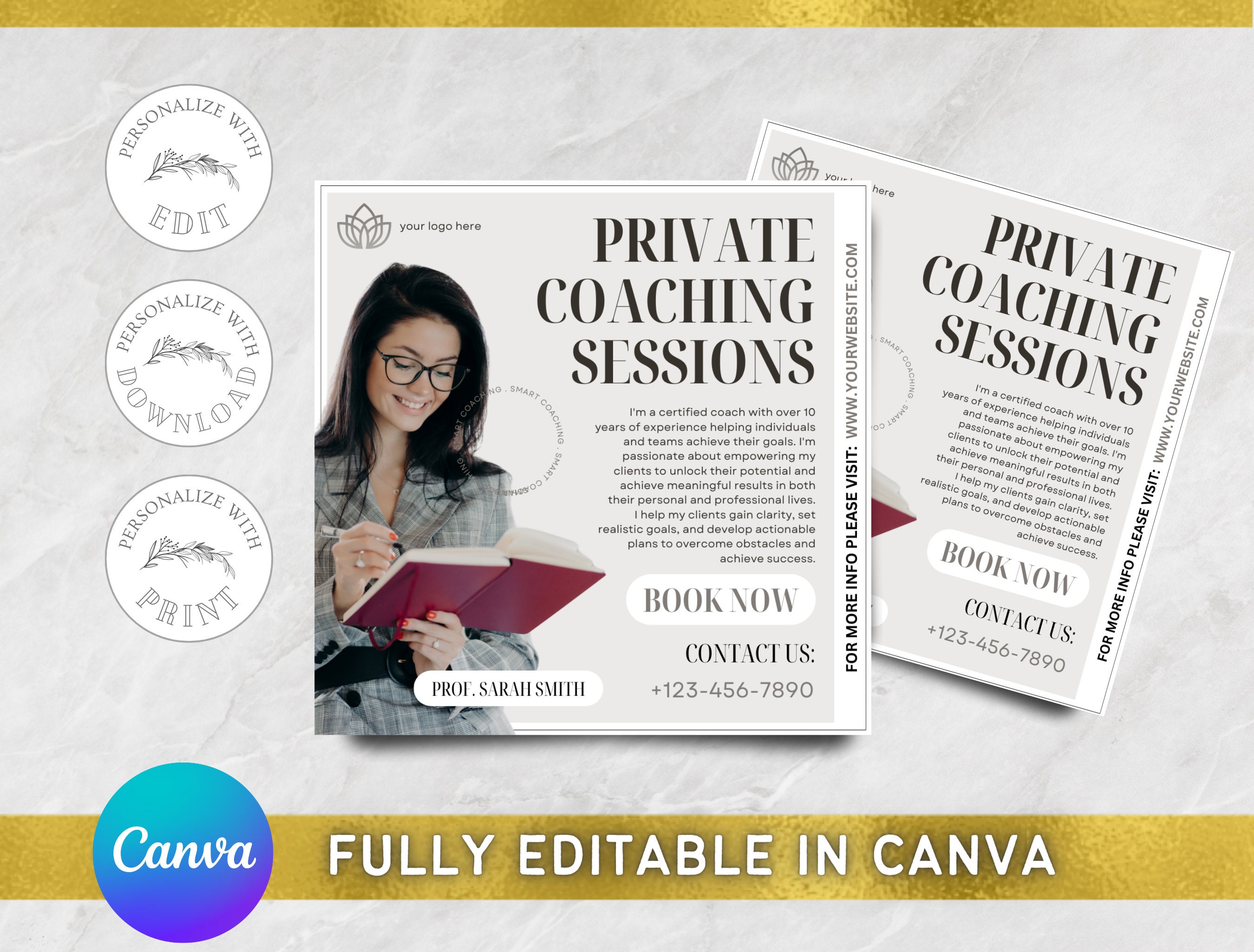 Business Coach Flyer, Diy Canva Flyer Template, Editable Canva Social ...