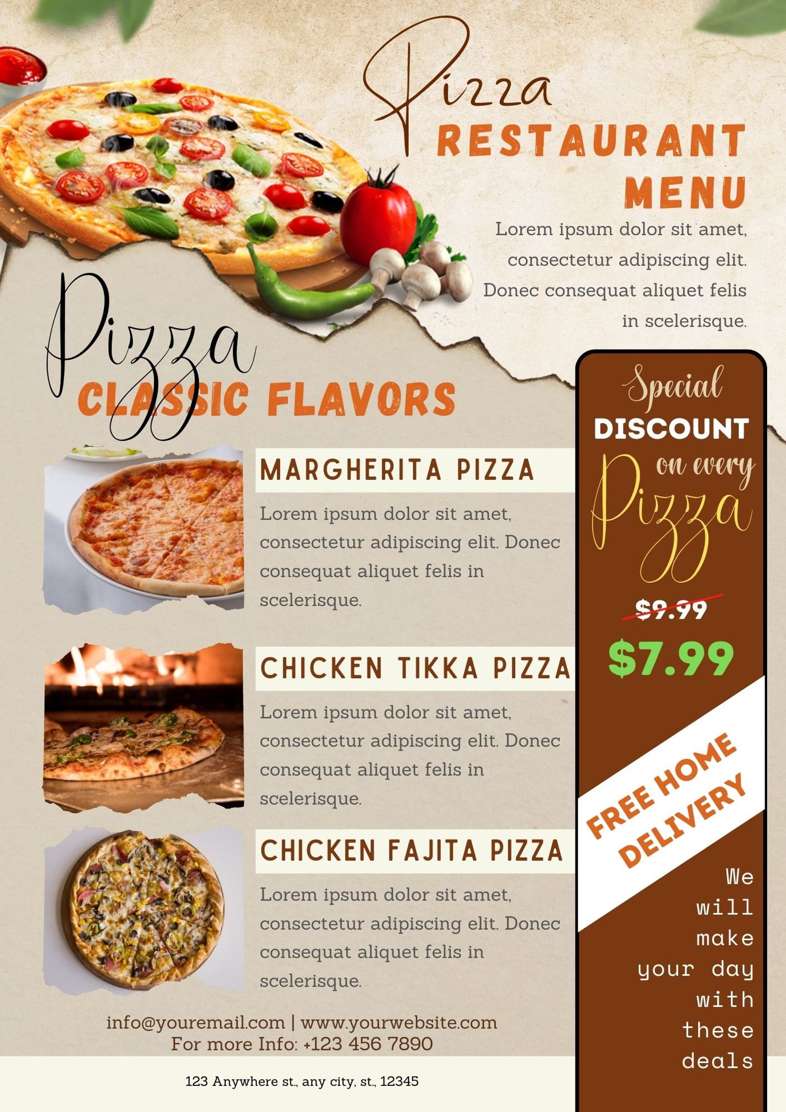 Pizza Food Flyer Template Food Menu Flyer Template for Canva Bar Menu ...