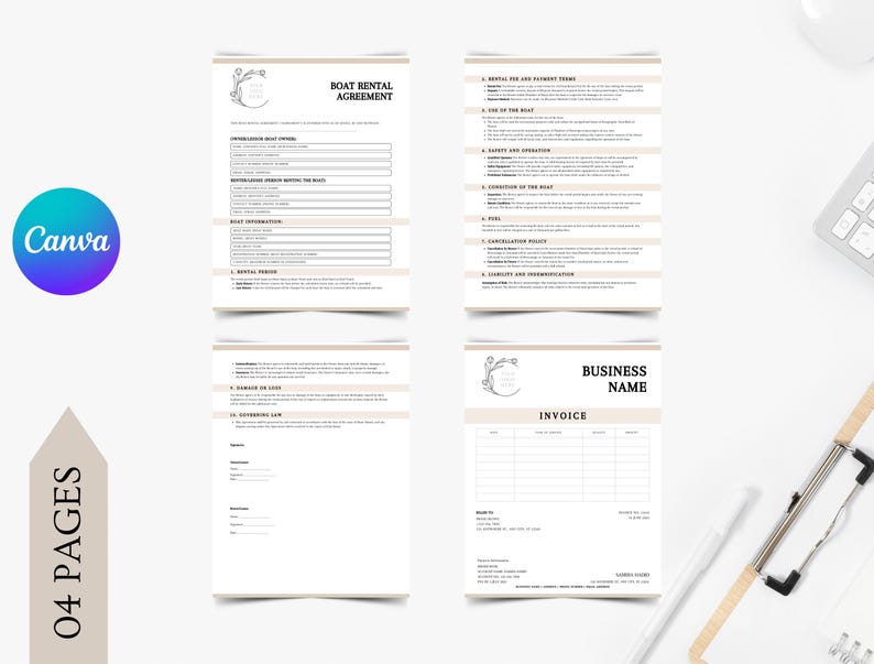 Editable Boat Rental Agreement Template, Boat Rental Contract, Boat ...