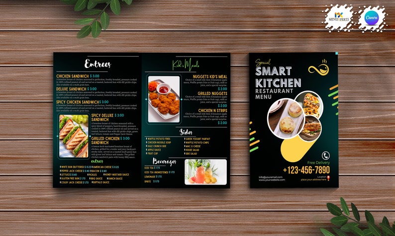 Smart Kitchen Restaurant Menu Template Minimalist Restaurant - Etsy