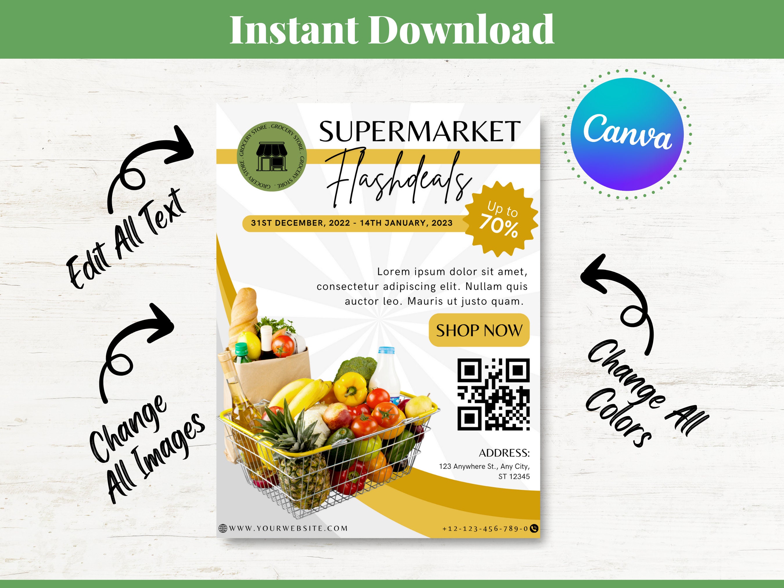 Grocery Store Flyer, Supermarket Flyer, Diy Canva Grocery Store Flyer ...