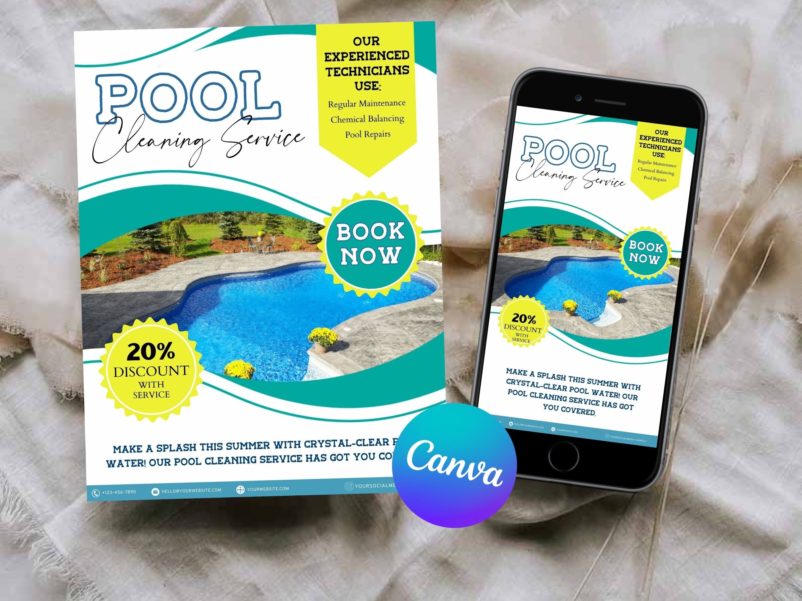 Pool Cleaning Service Flyer, Diy Flyer Template Design, Swimming Pool ...