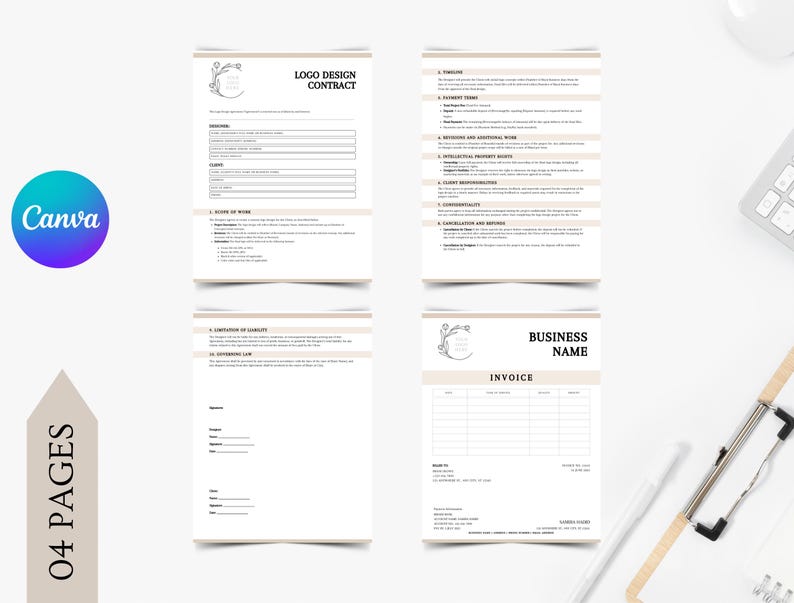 Editable Logo Design Contract Template, Freelance Graphic Design ...