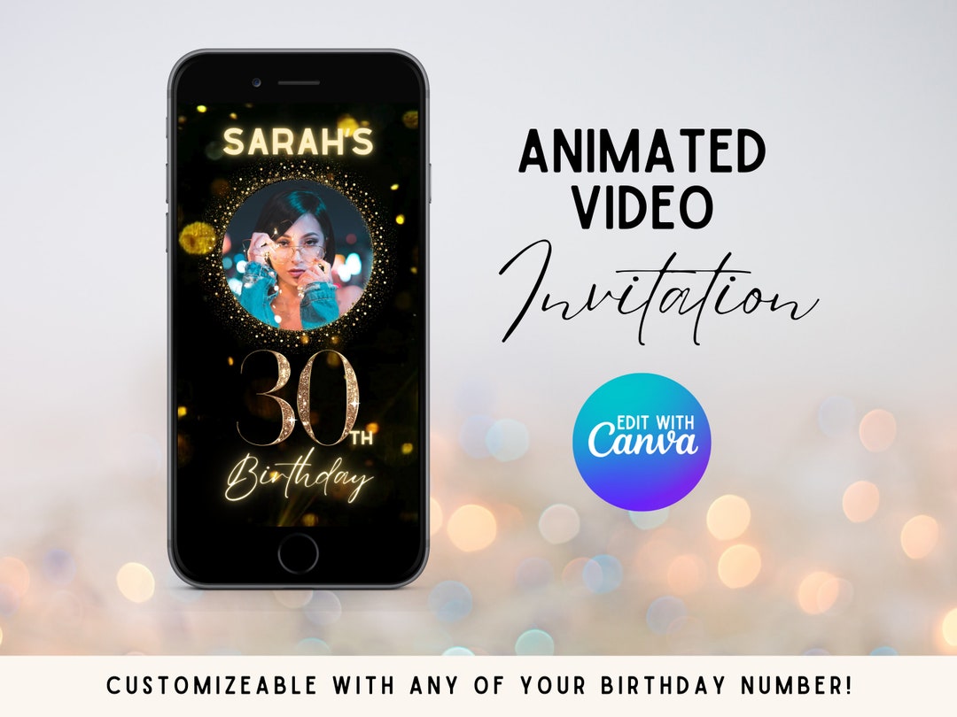 30th Birthday Animated Video Invitation Animated Birthday - Etsy