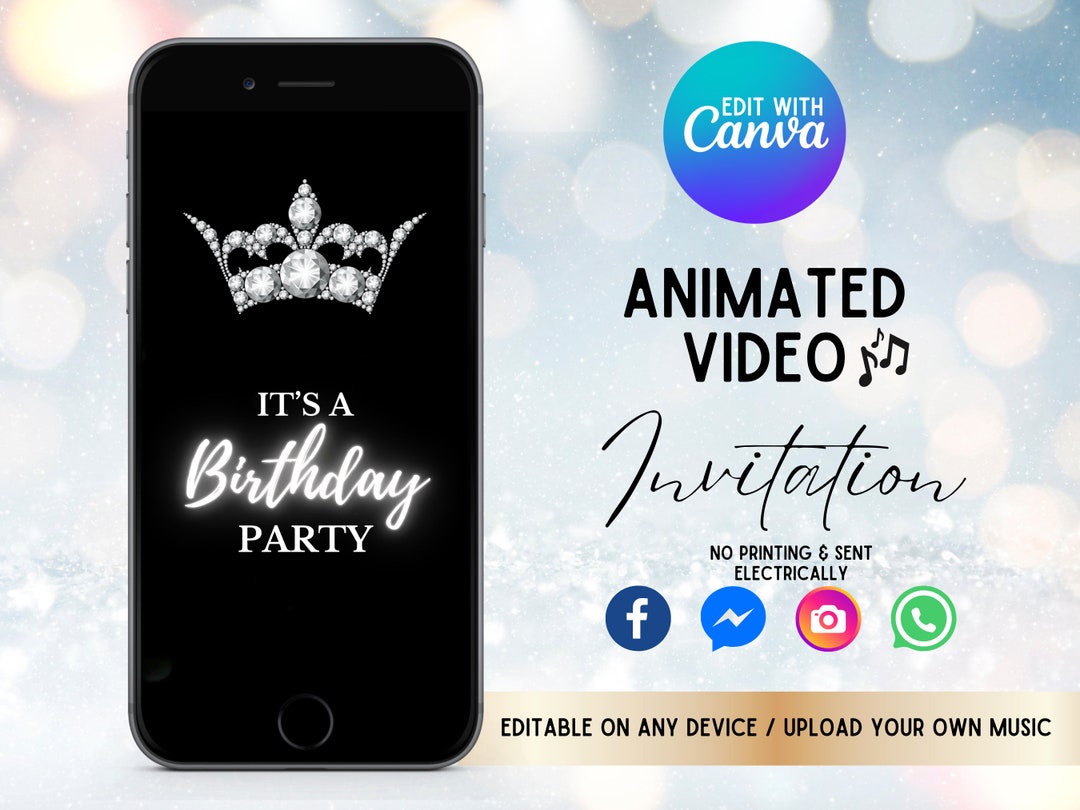 Diamond Party Invitation, Diamond Birthday Animated Invitation, Diamond ...