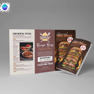 Burger Buzz Restaurant Menu Tri Fold Template Restaurant Menu Template ...