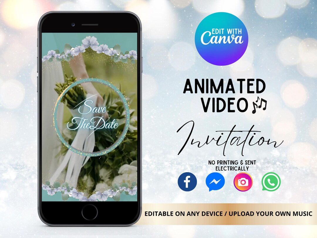 Wedding Video Save the Date Template, Animated Wedding Invitation ...