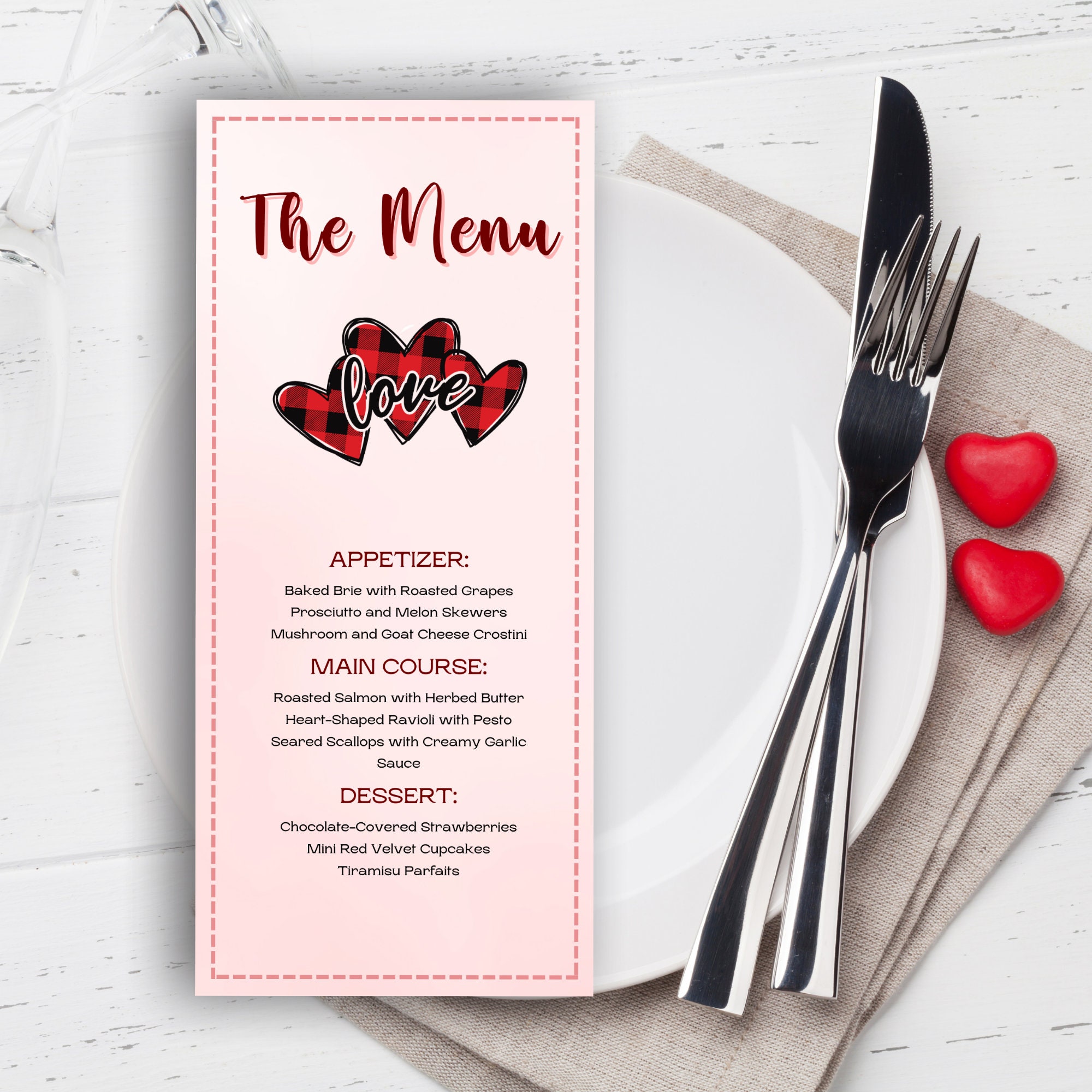 Valentines Day Menu, Printable Sweet Hearts Birthday Baby Shower Teens ...