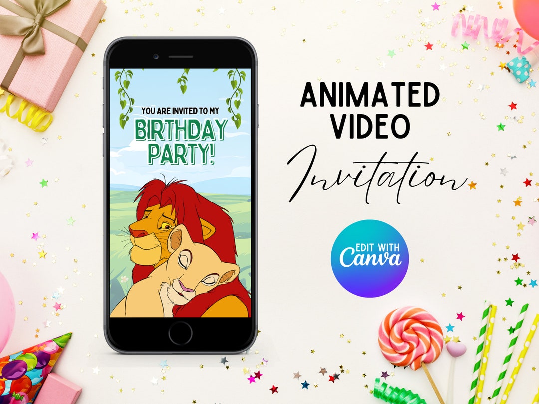 Animated Birthday Invitation, Animated Lion King Birthday Invitation ...