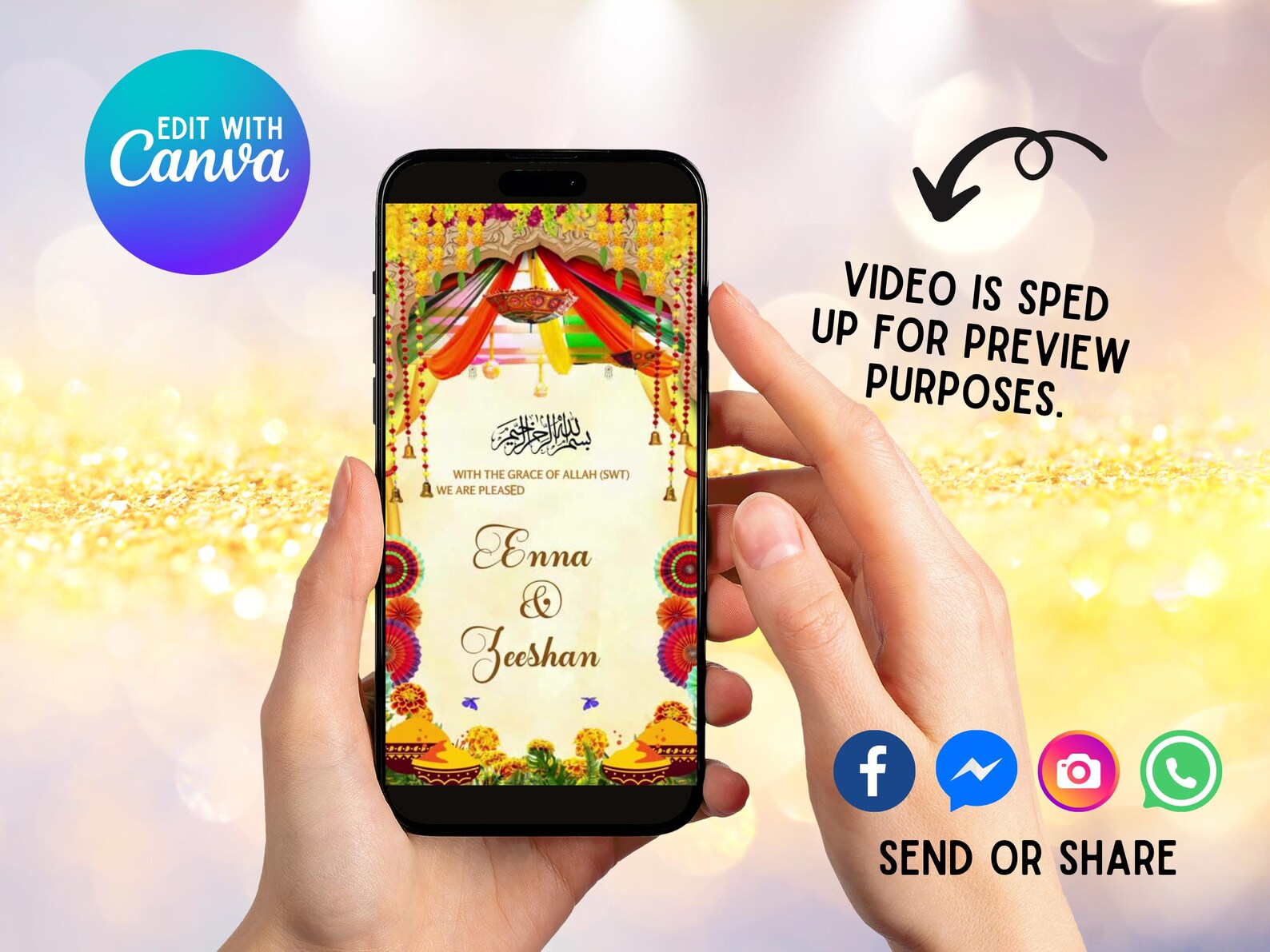 Animated Henna Video Invitation, Henna Video Invite, Mehndi Video ...