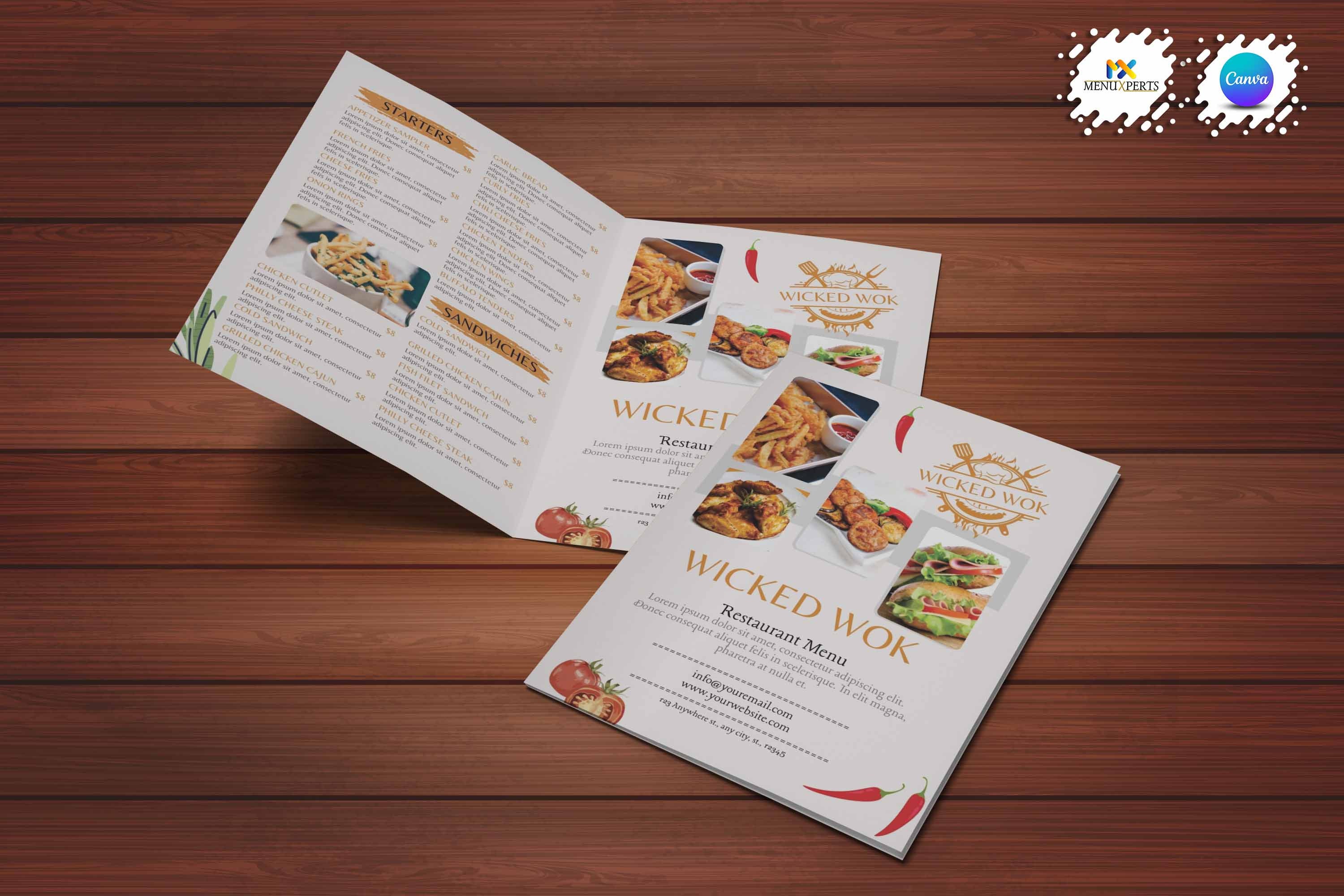 Restaurant Menu Template, Bi Fold Canva Menu Template, Bi Fold ...
