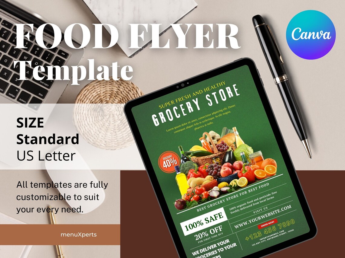 Grocery Store Flyer, DIY Canva Grocery Store Flyer Template, Editable ...