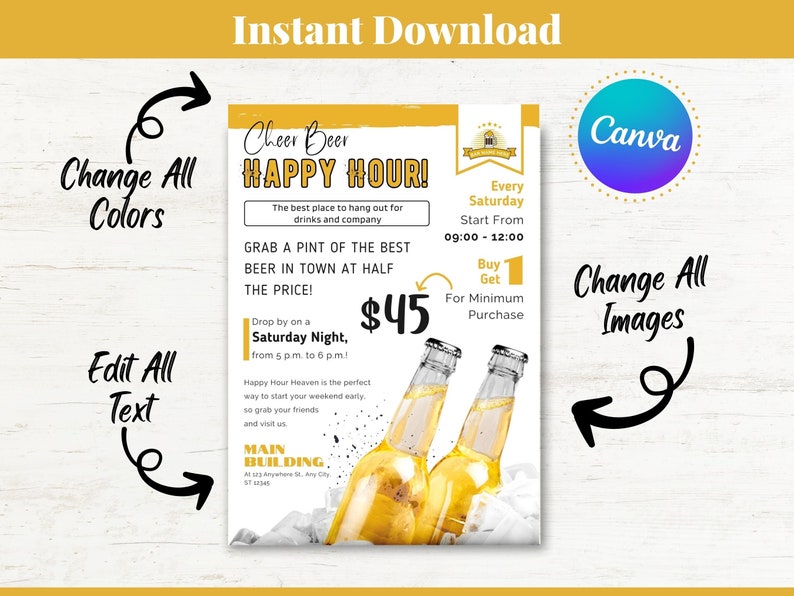 Printable Drinks Flyer Template Cheers & Beer Party Canva - Etsy